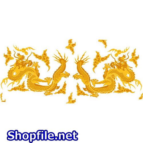 Vector con rồng vàng đối đầu