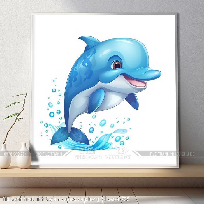 file tranh hoat hinh tre em ca heo dai duong 3d decor 728