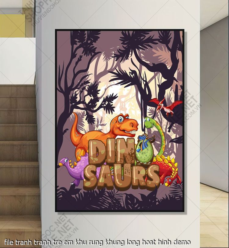 file tranh tranh tre em khu rung khung long hoat hinh