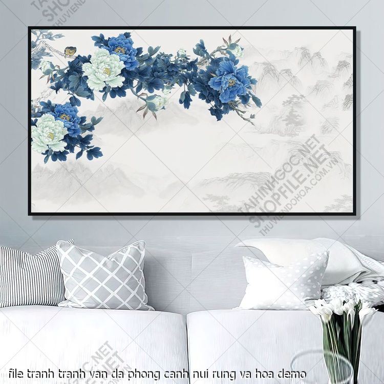 file tranh tranh van da phong canh nui rung va hoa