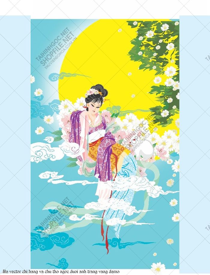 file vector chi hang va chu tho ngoc duoi anh trang vang