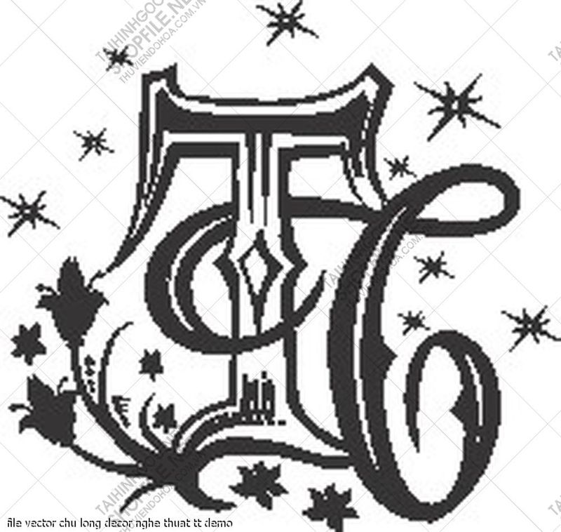 file vector chu long decor nghe thuat tt