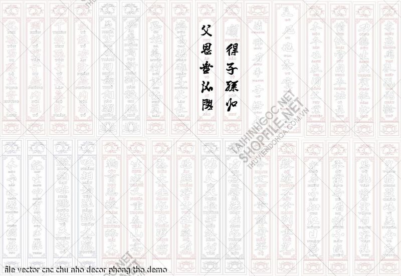 file vector cnc chu nho decor phong tho