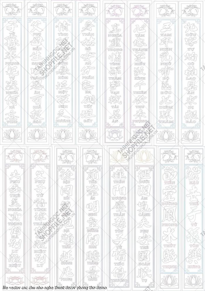 file vector cnc chu nho nghe thuat decor phong tho