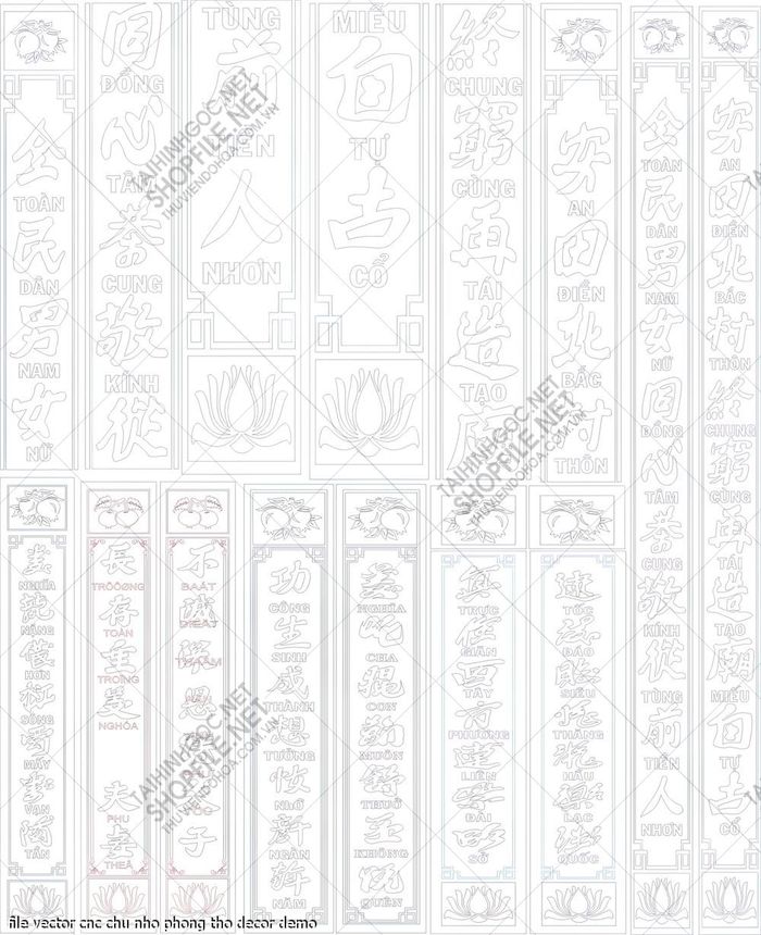 file vector cnc chu nho phong tho decor