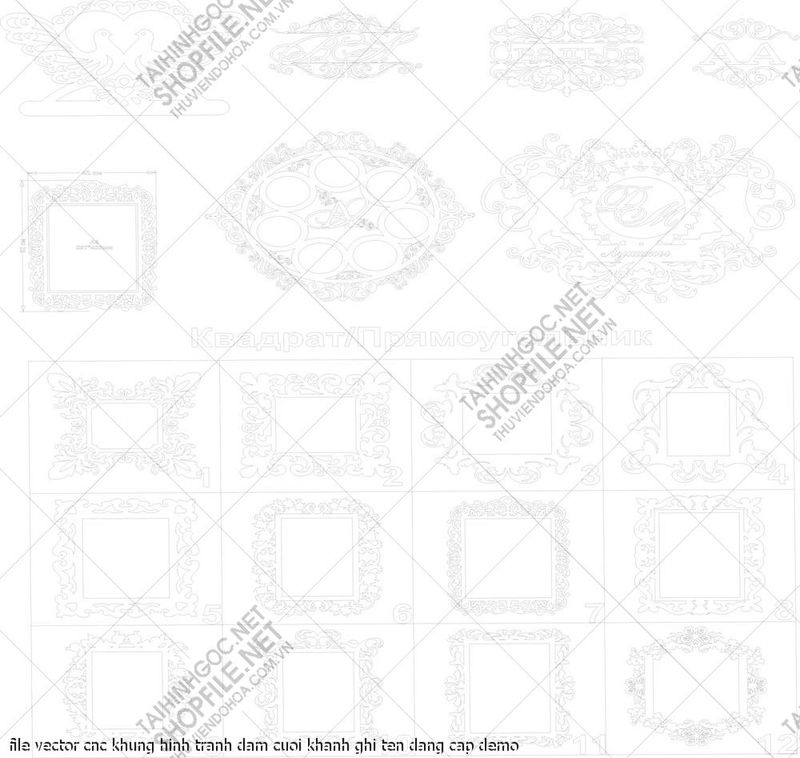 file vector cnc khung hinh tranh dam cuoi khanh ghi ten dang cap