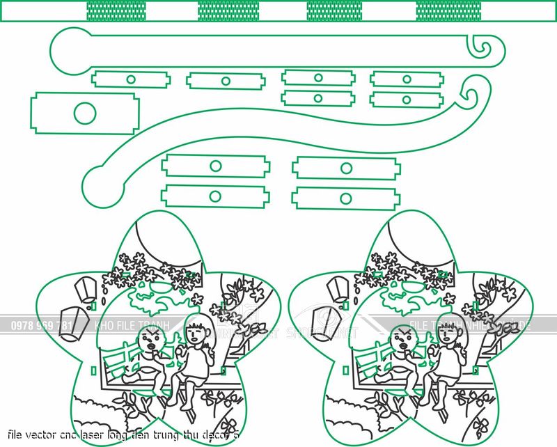 file vector cnc laser long den trung thu decor 6