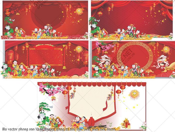 file vector phong san khau banner trang tri tiec dau xuan nam moi