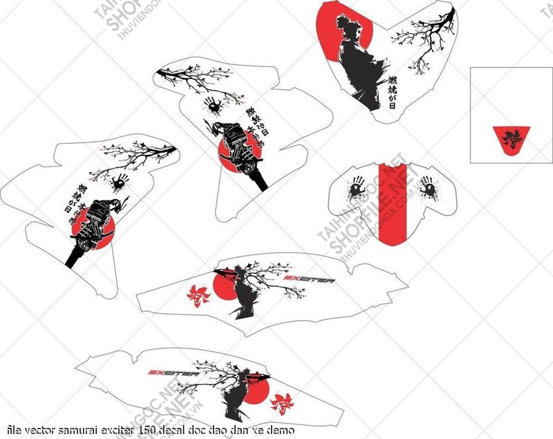 file vector samurai exciter 150 decal doc dao dan xe