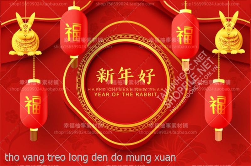 tho vang treo long den do mung xuan